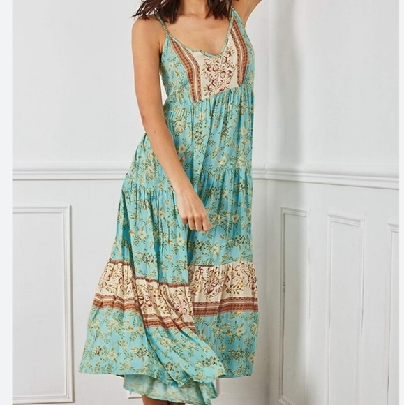 Anthropologie | Dresses | Shion Floral Tier Ruffle Tank Top Midi Dress ...